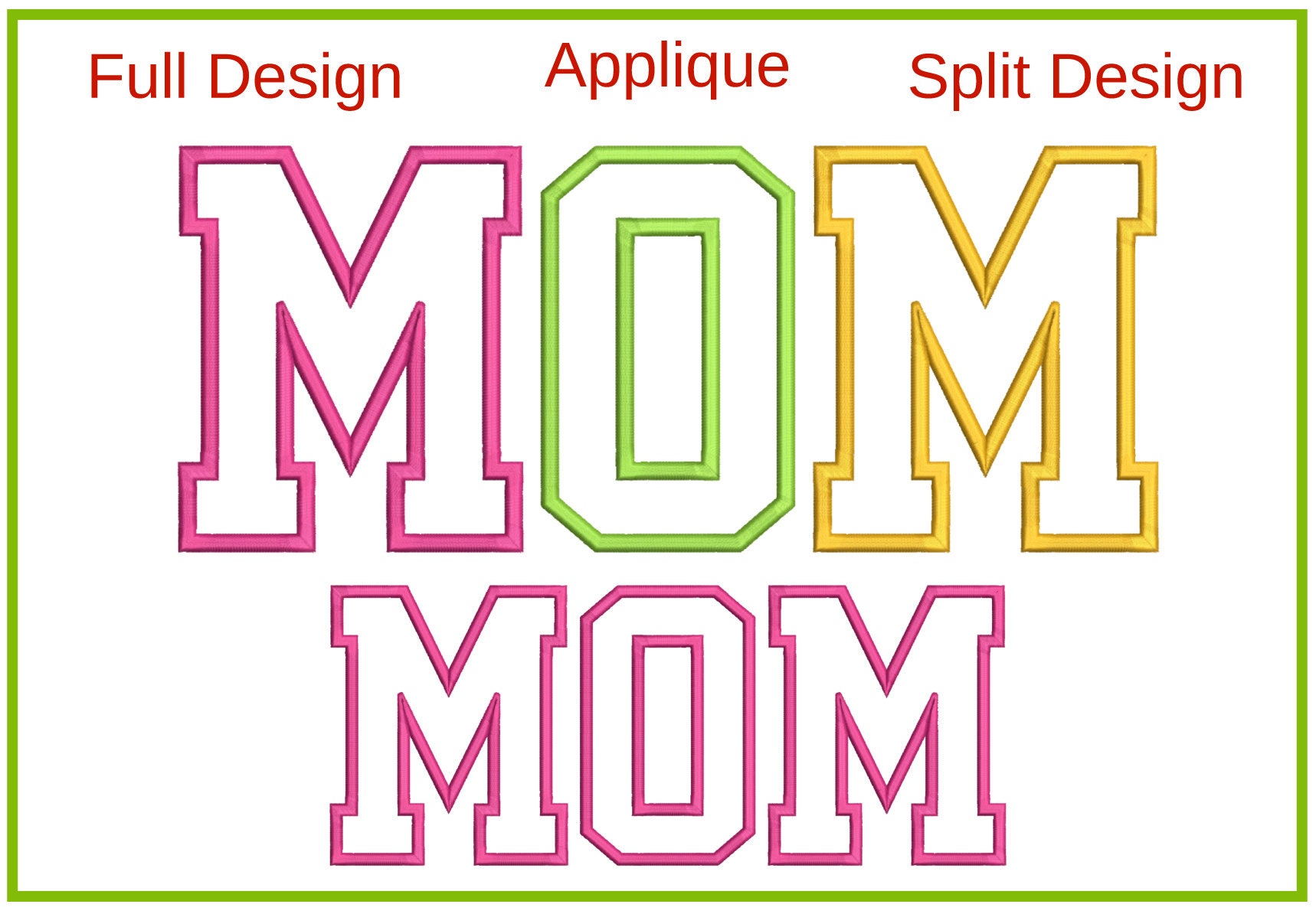 Mom Applique Embroidery Satin Stich Design Mother's Day Designs ...