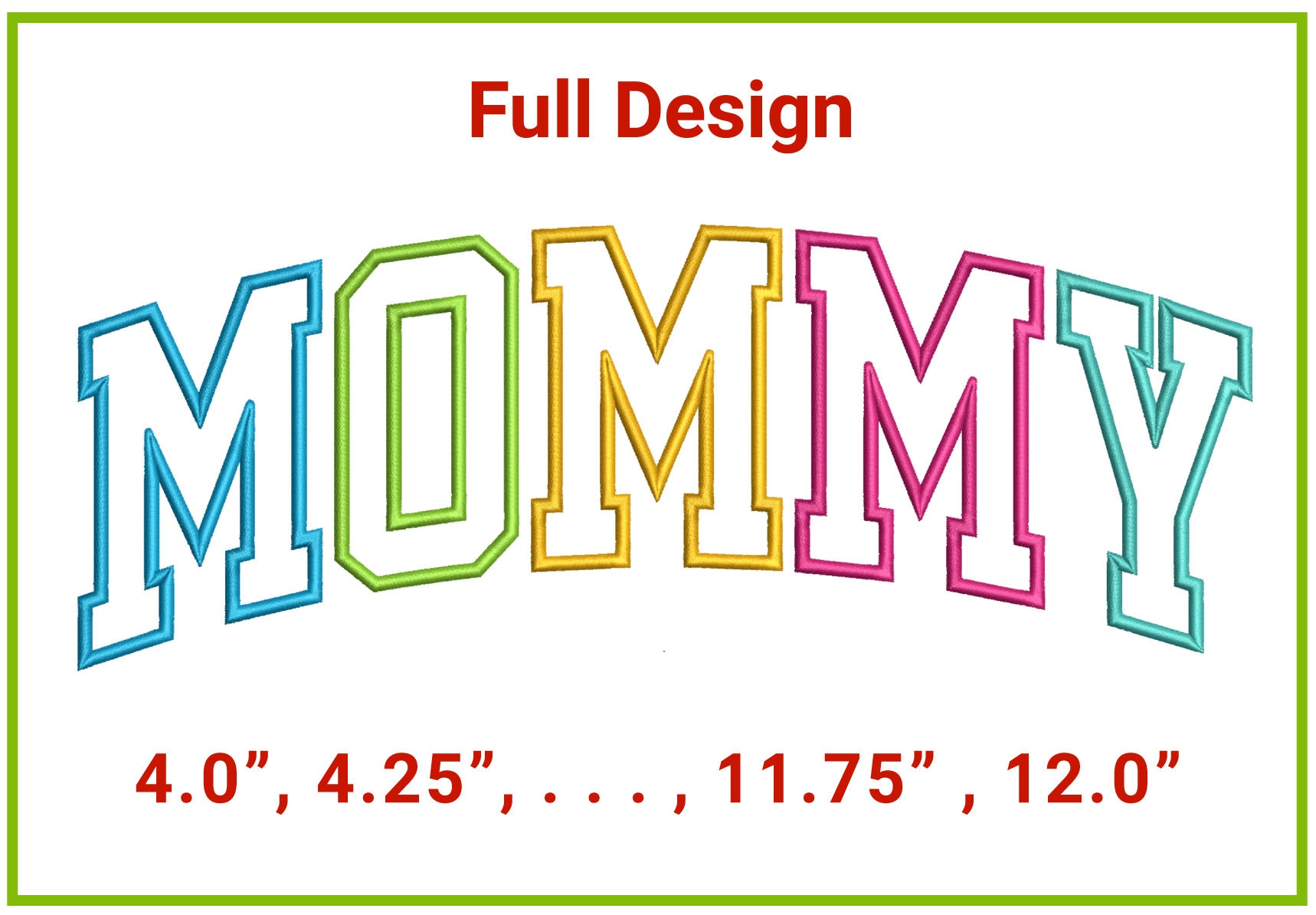 Mommy Applique Embroidery Satin Stich Mom Design Mother's Day Designs ...