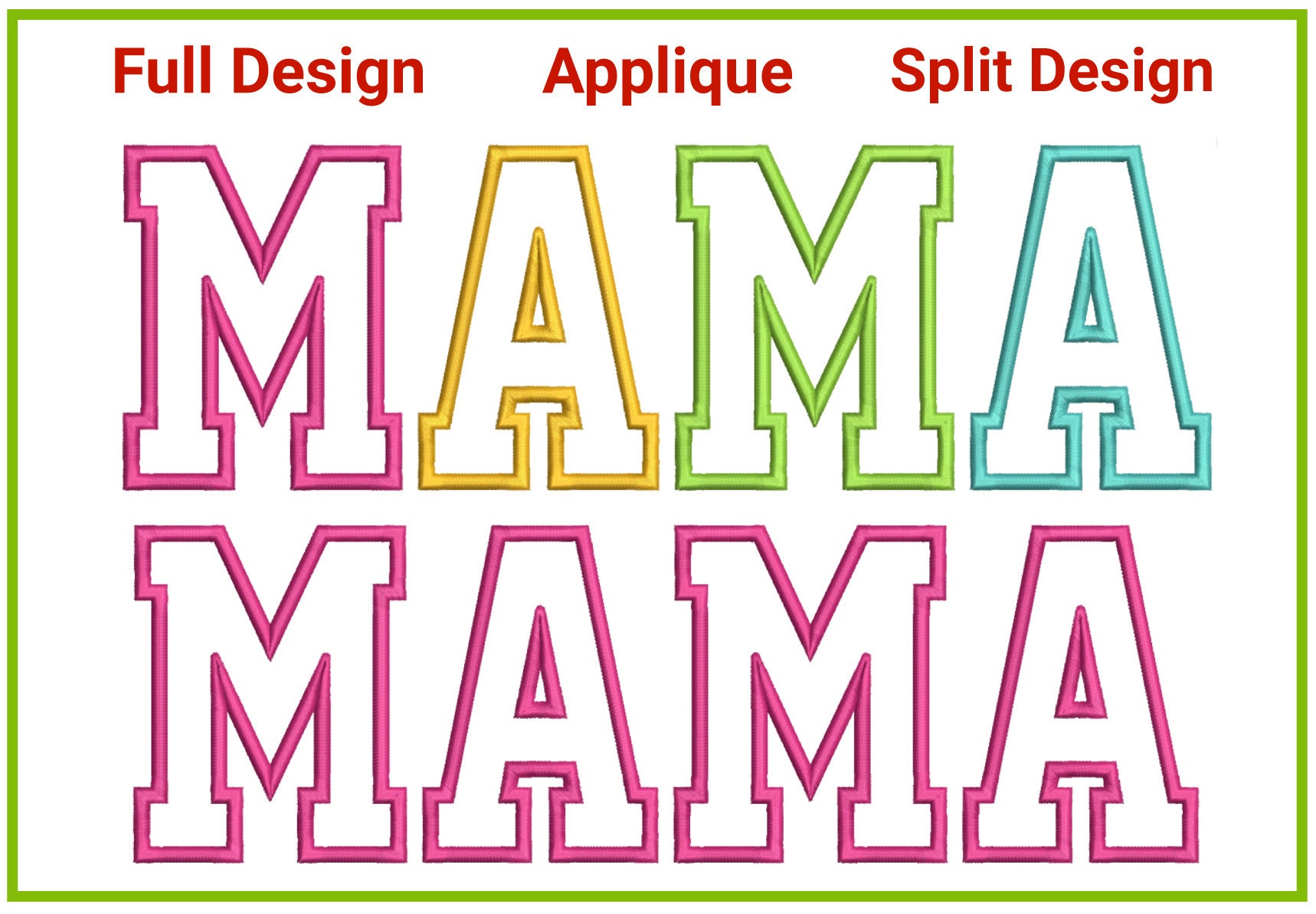 Mama Applique Embroidery Satin Stich Design Mother's Day Designs ...