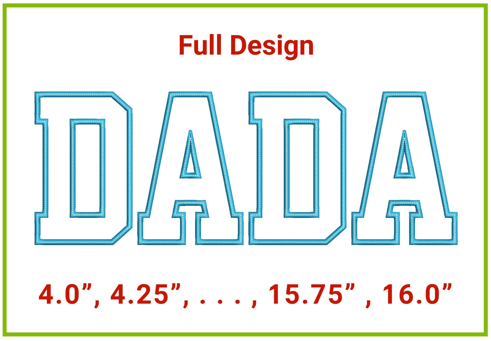 Dada Applique Embroidery Satin Stich Design Dad's Day Designs ...