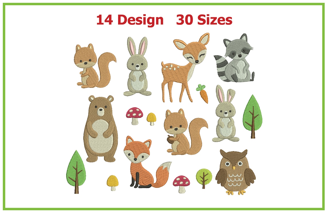 Woodland Animals Embroidery, Woodland Embroidery Design, Animals ...