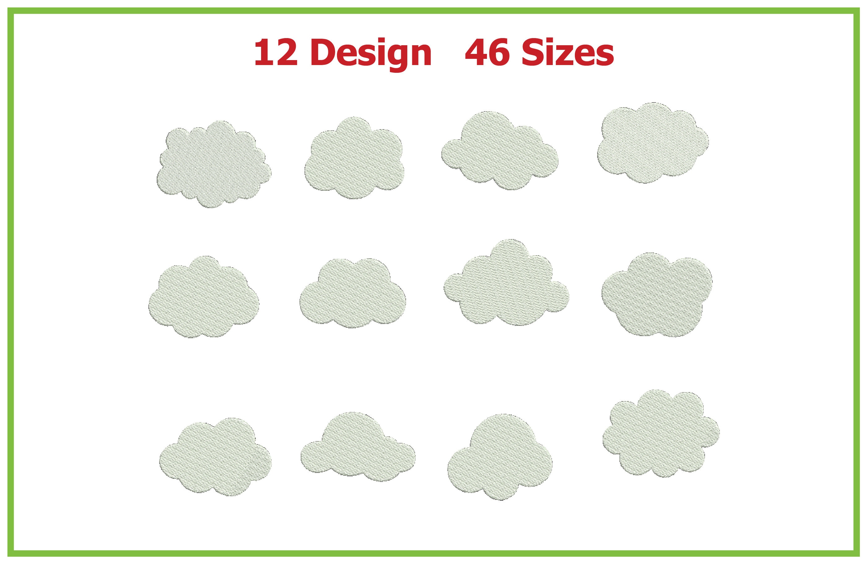 Set Cloud Embroidery, Mini Set Cloud Embroidery Design, Cloud ...