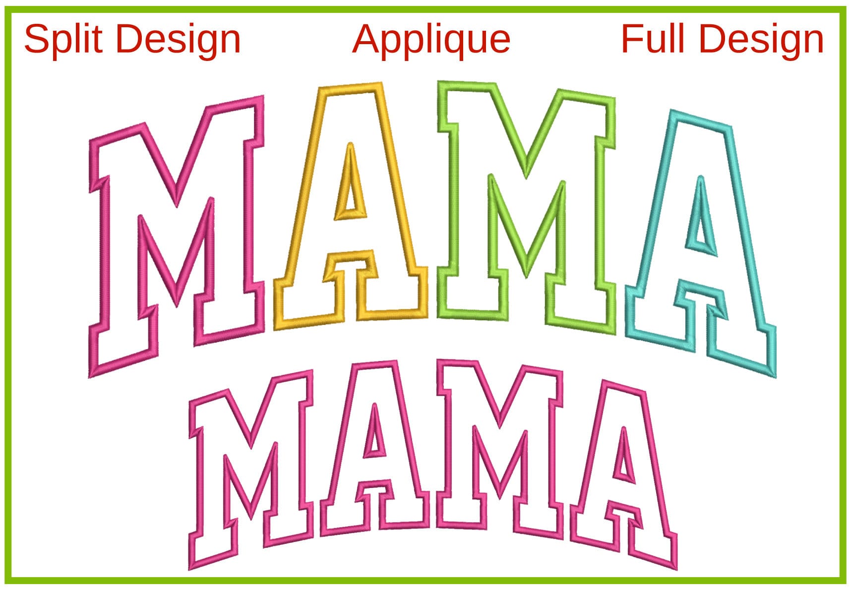Mama Applique Embroidery Satin Stich Design Mother's Day Designs ...