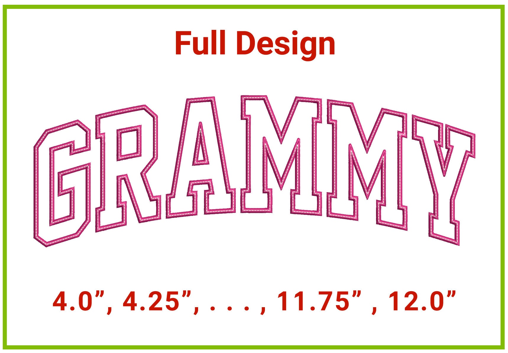 Grammy Applique Embroidery Satin Stich Design Mother's Day Designs ...