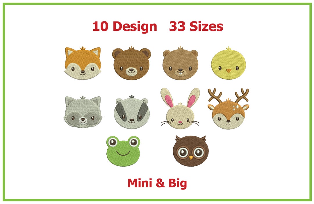 Faces Woodland Embroidery, Heads Woodland Embroidery Design, Heads ...
