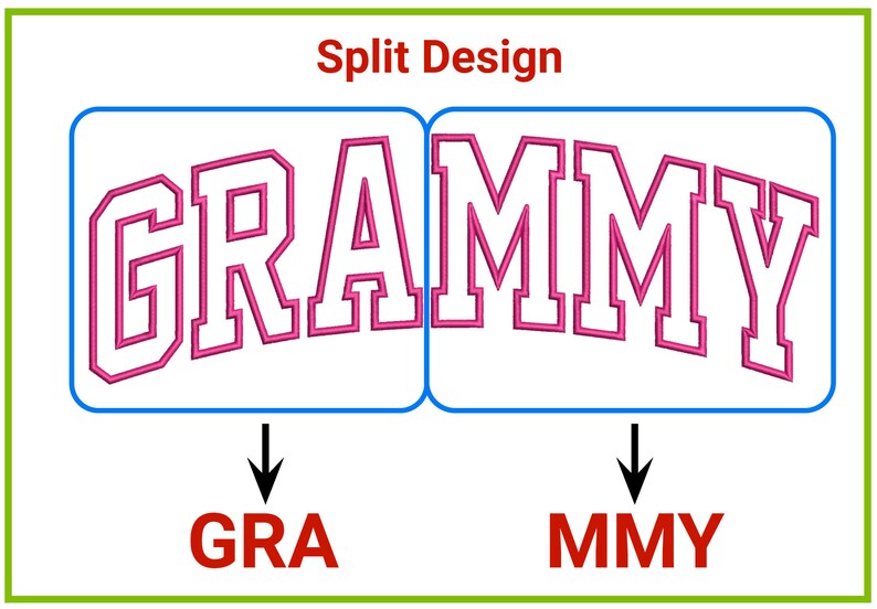 Grammy Applique Embroidery Satin Stich Design Mother's Day Designs ...