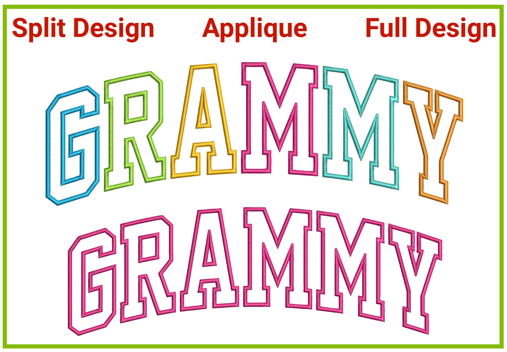 Grammy Applique Embroidery Satin Stich Design Mother's Day Designs ...
