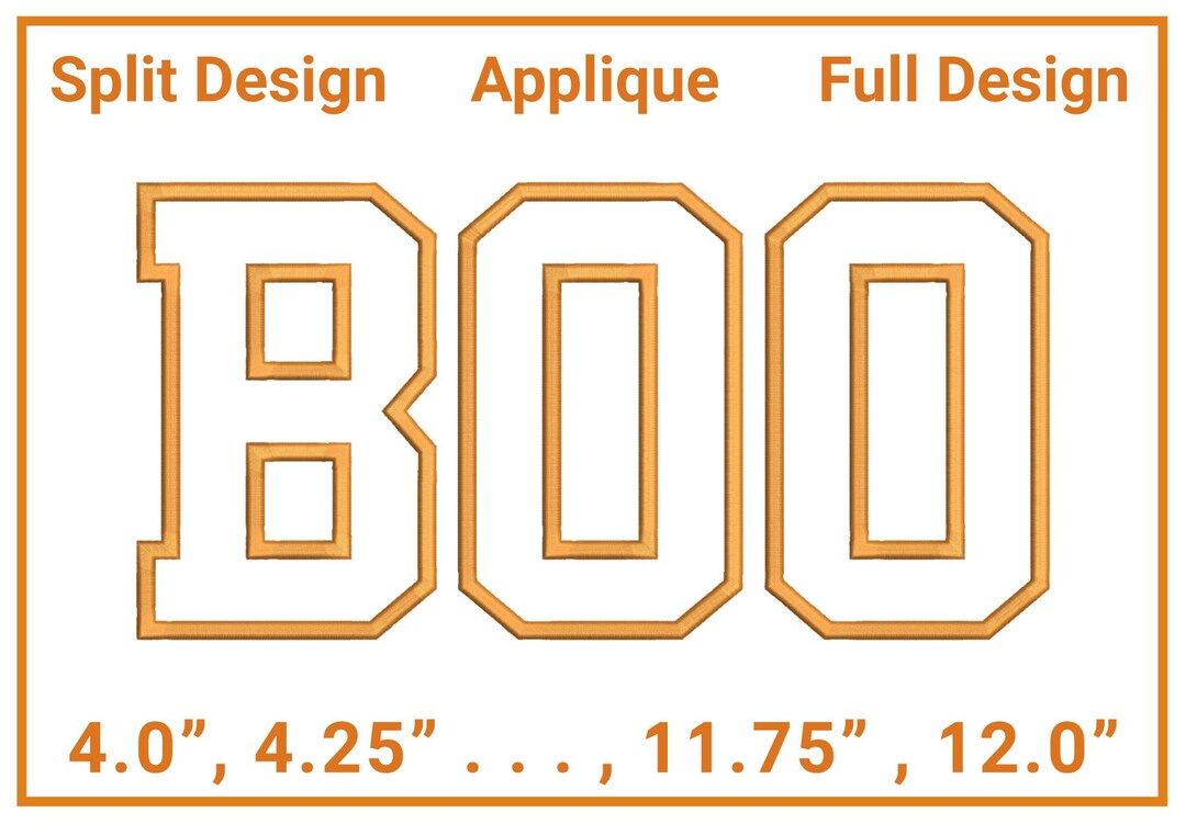 Boo Applique Embroidery Stitch , Embroidery Design, Halloween ...