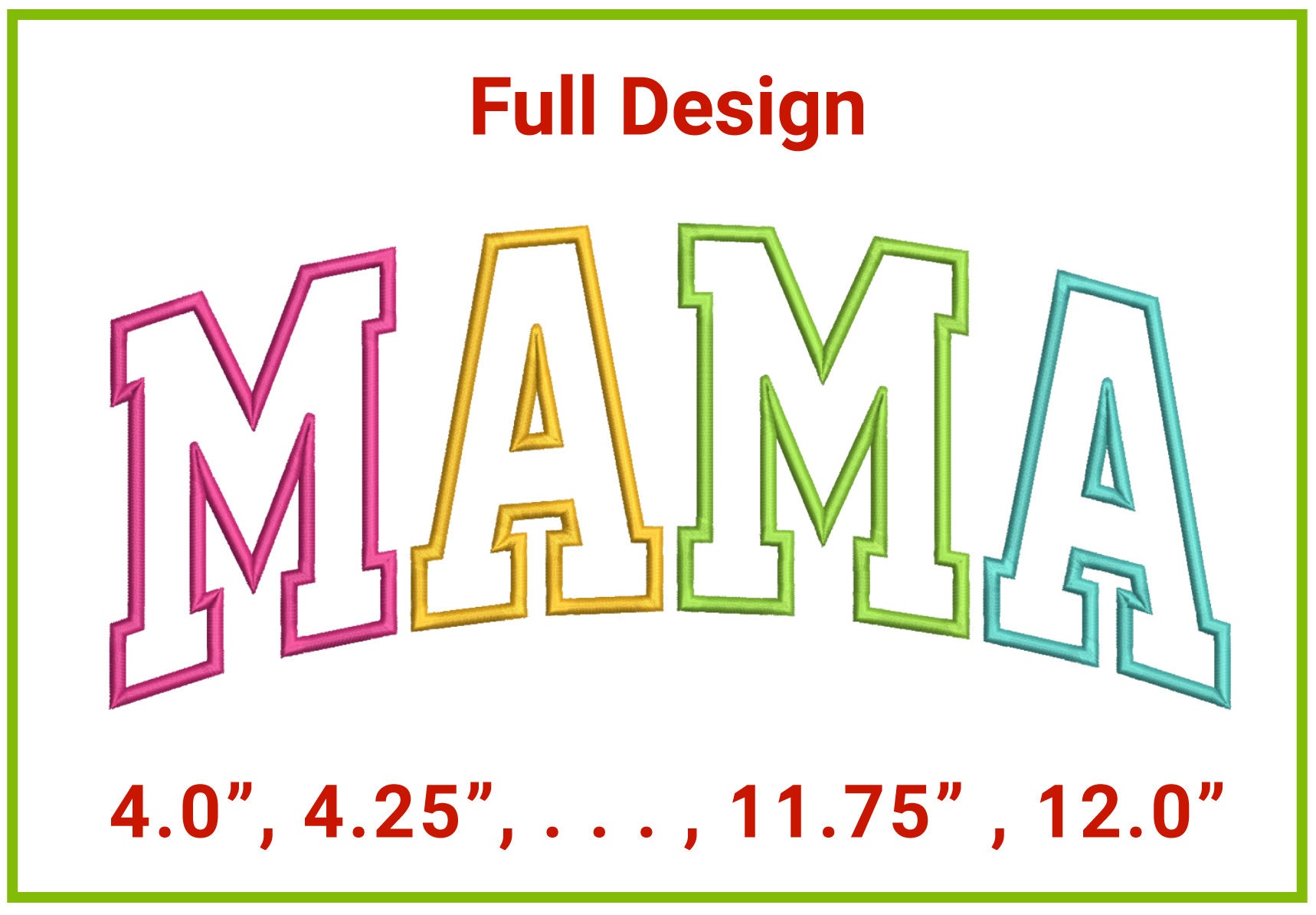 Mama Applique Embroidery Satin Stich Design Mother's Day Designs ...