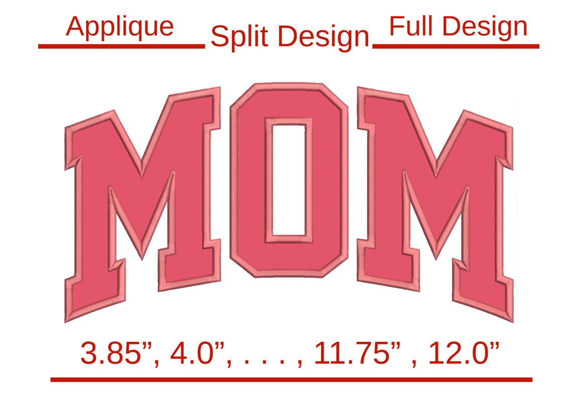 Mom Applique Embroidery Satin Stich Design Mother's Day Designs ...