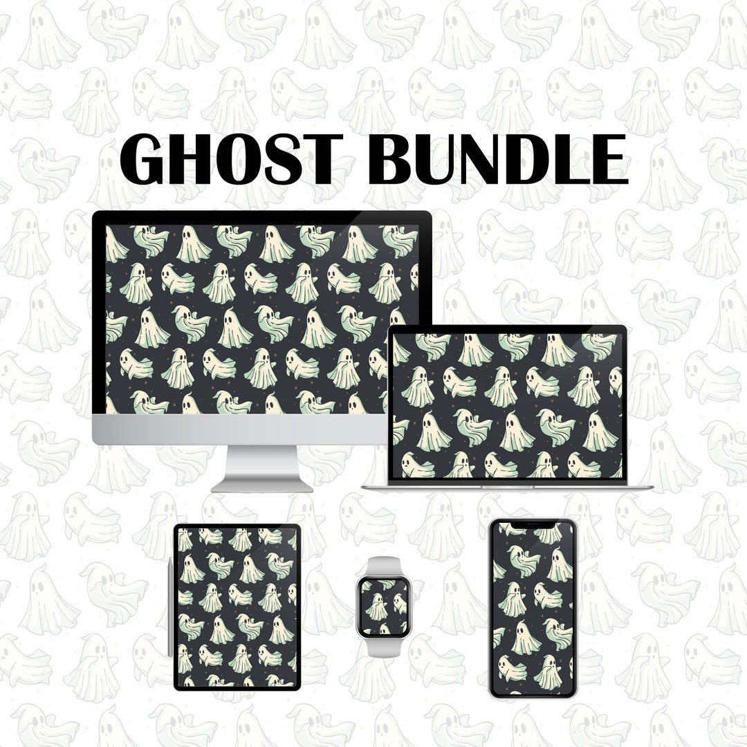 Cute Spooky Ghost Pattern Background Pack Phone Laptop PC - Etsy