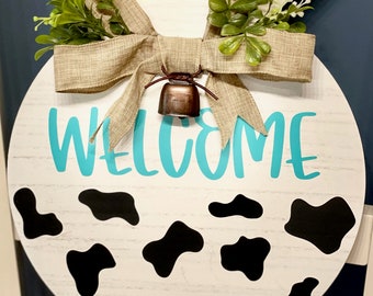 Cow Print Welcome Sign - Etsy