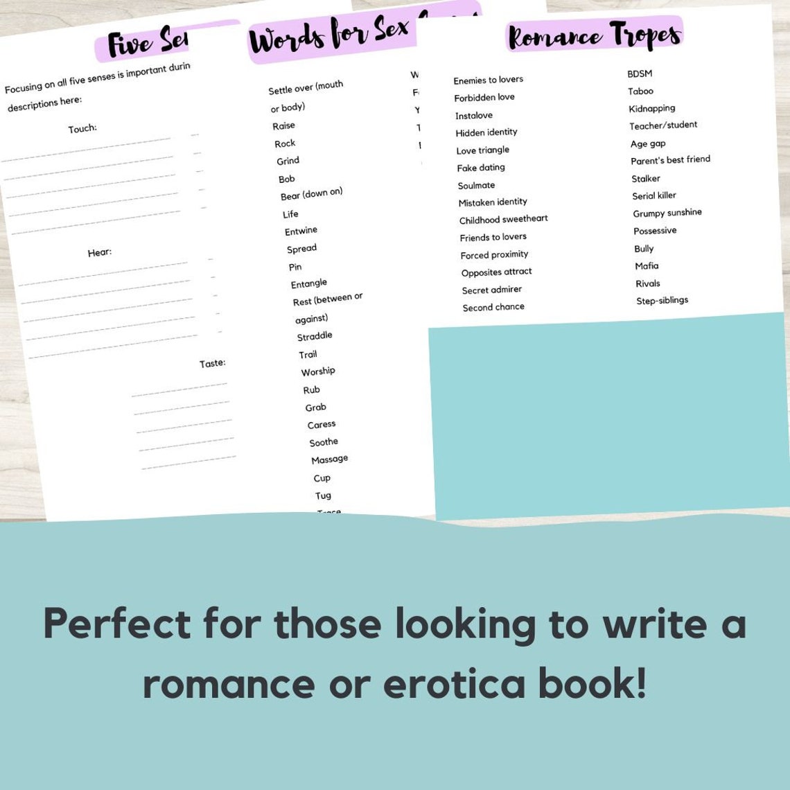 Printable Romance and Erotica Sheets | Writing Romance and Erotica ...