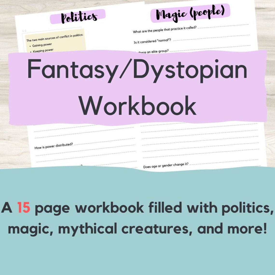 Printable Fantasy/dystopian Sheets | Writing Fantasy/dystopian Workbook ...