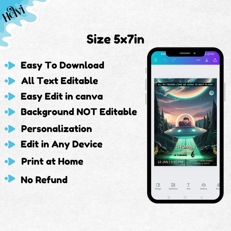 Editable Alien Invitation, Custom Alien Birthday Card, Digital Party ...