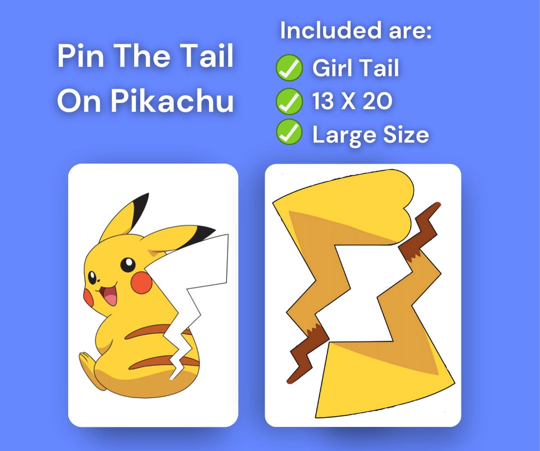 Pin the Tail on Pikachu Game, Printable & Instant Download, DIY Kids ...