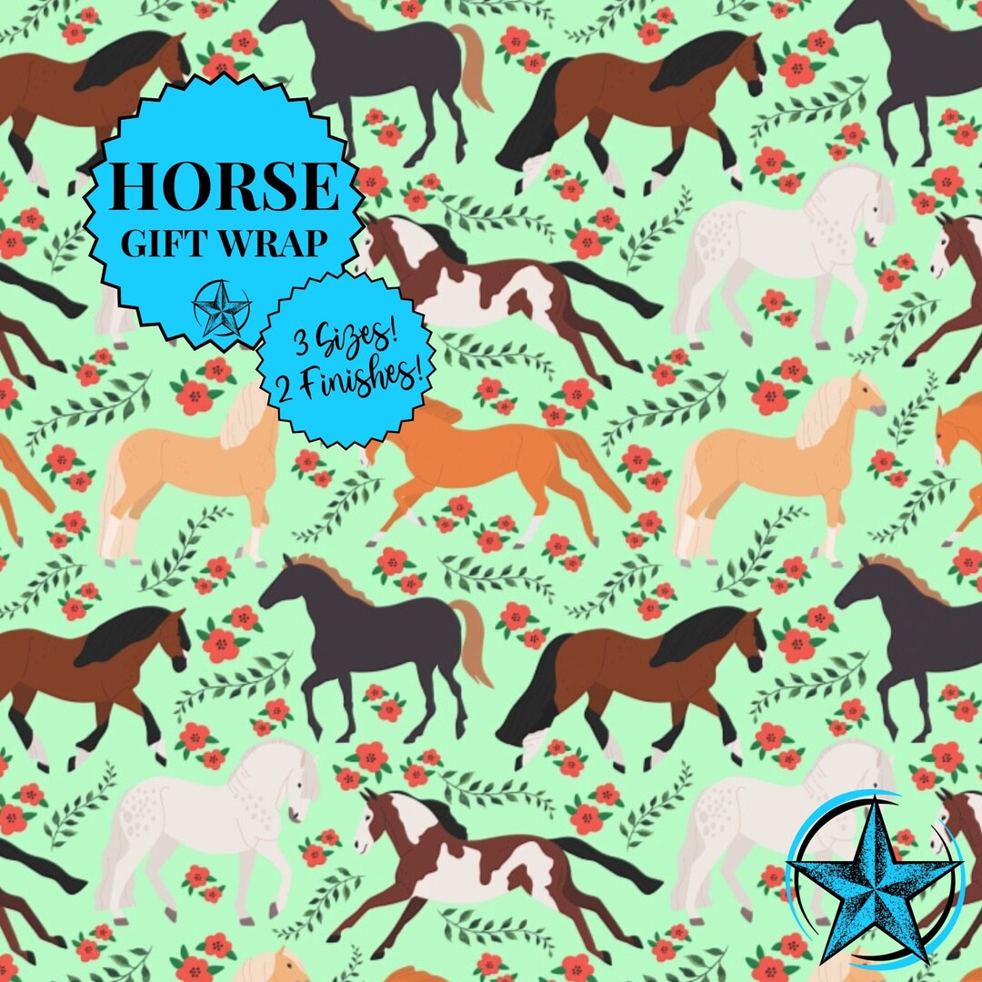 Autumn Horses Wrapping Paper. Vibrant Eco-luxury Equestrian Birthday ...