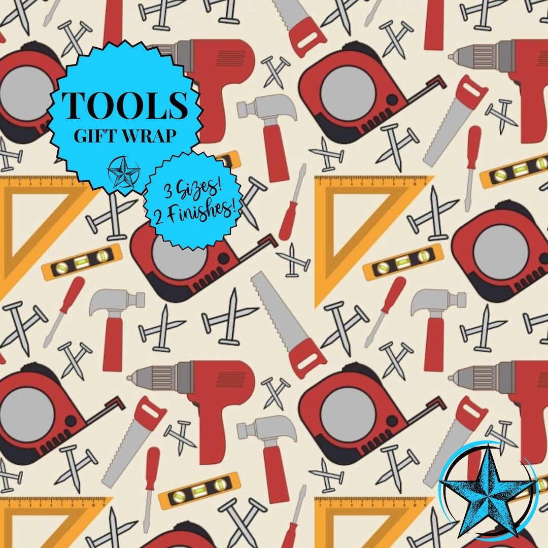 Tools Wrapping Paper. Vibrant Eco-luxury Handyman Construction Birthday ...
