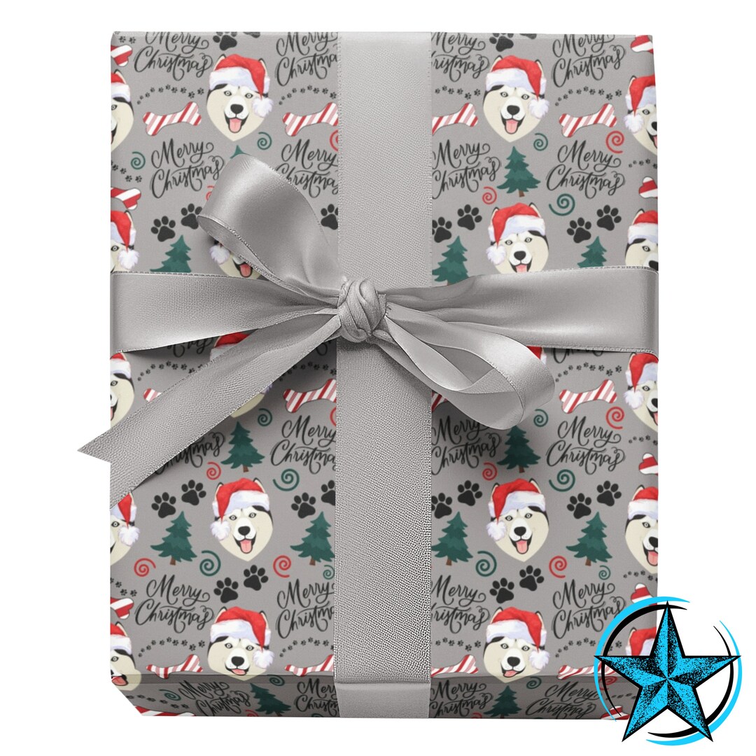 Siberian Husky Christmas Wrapping Paper. Vibrant Eco-luxury Husky ...