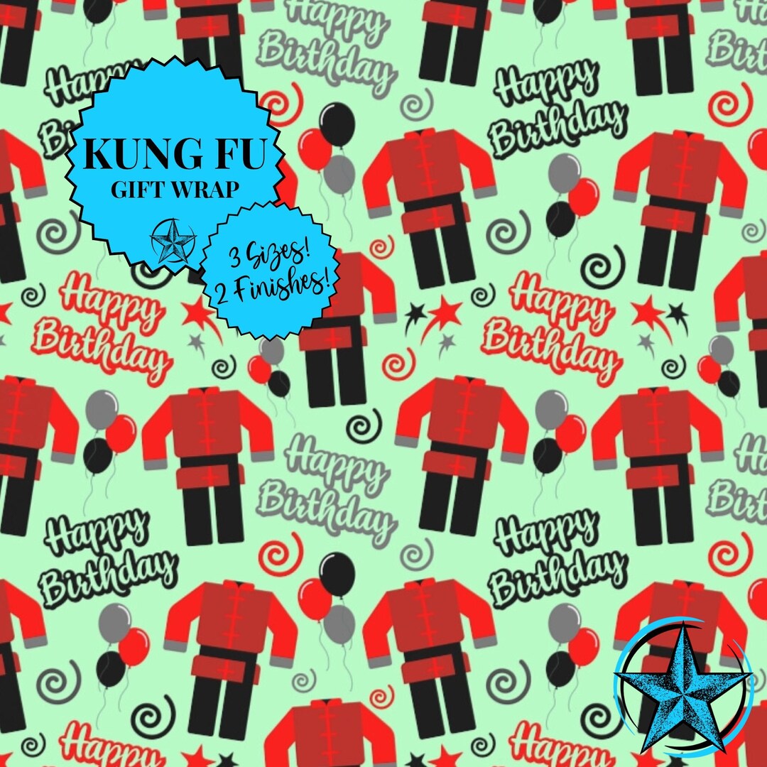 Kung Fu Wrapping Paper. Vibrant Eco-luxury Kung Fu Birthday Theme Gift ...