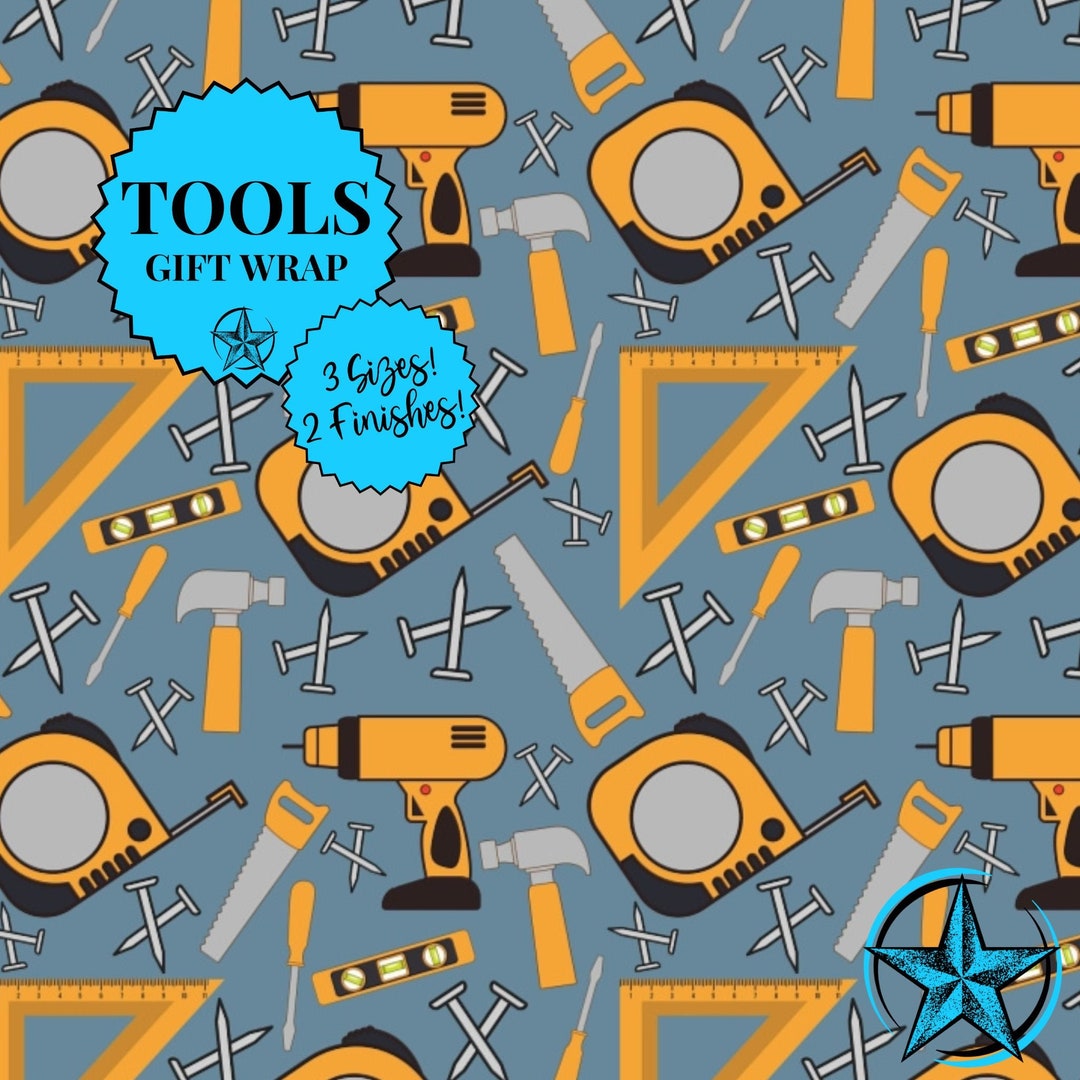 Tools Wrapping Paper. Vibrant Eco-luxury Handyman Construction Birthday ...