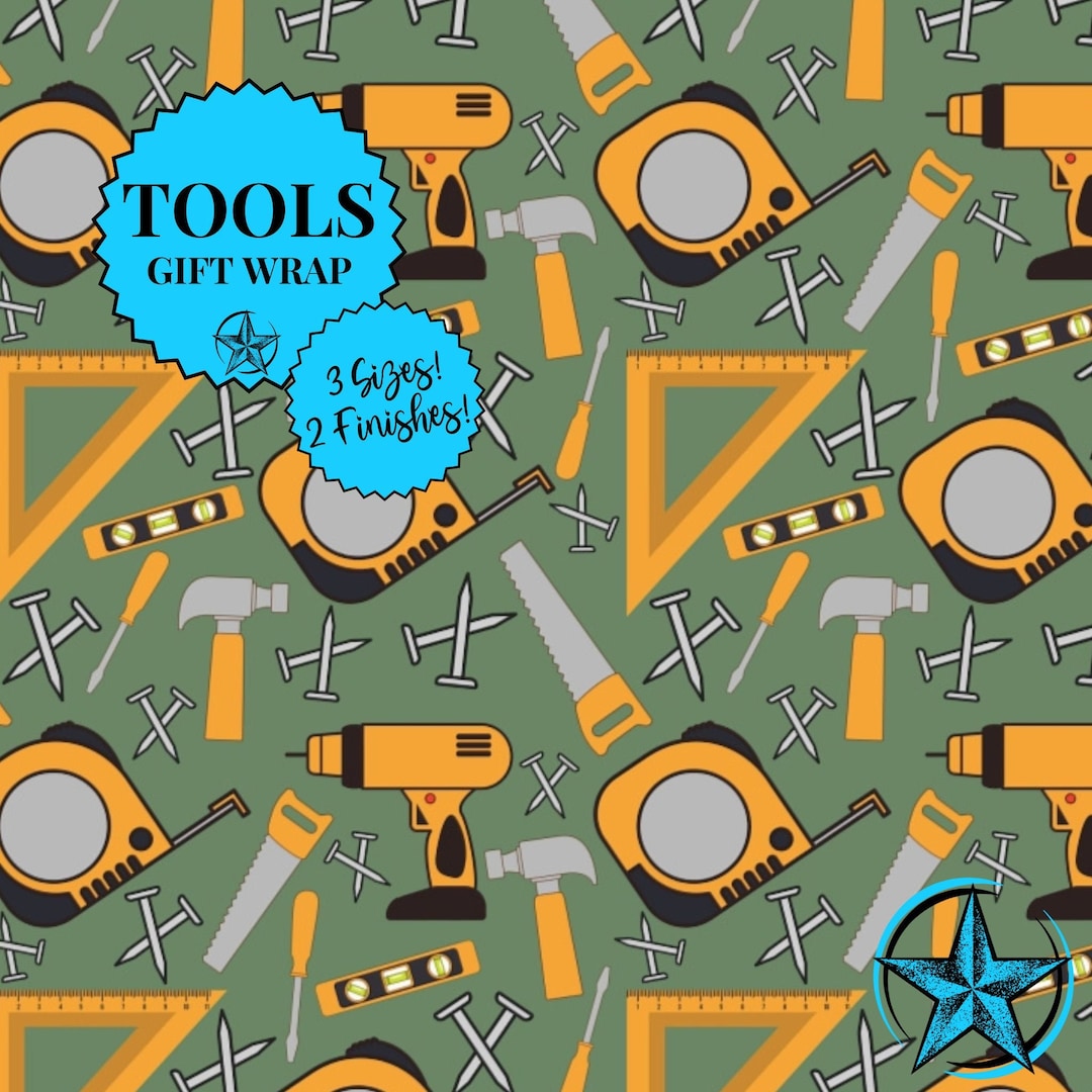 Tools Wrapping Paper. Vibrant Eco-luxury Handyman Construction Birthday ...