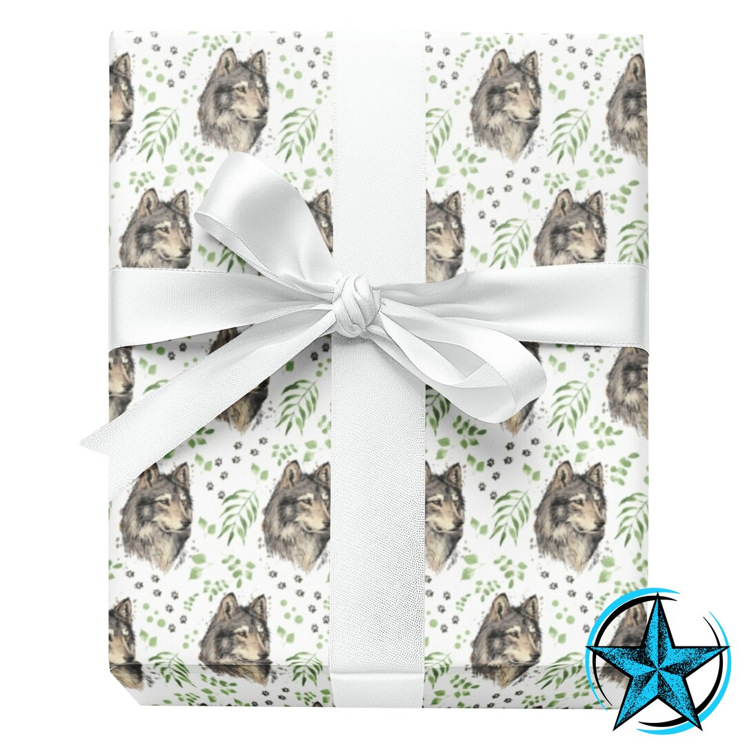 Wolf Wrapping Paper Adorable Wildlife Lovers Luxury Gift Wrap Vibrant ...