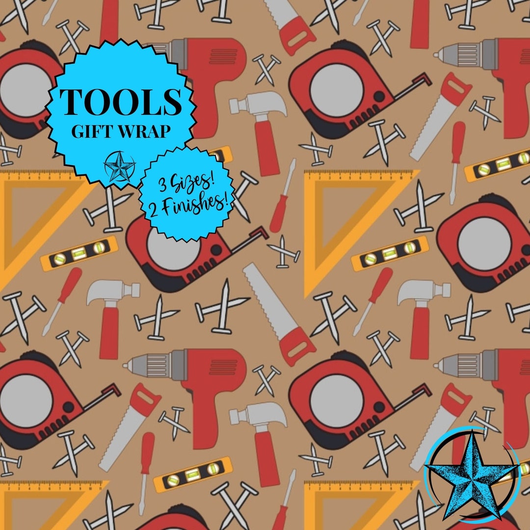 Tools Wrapping Paper. Vibrant Eco-luxury Handyman Construction Birthday ...