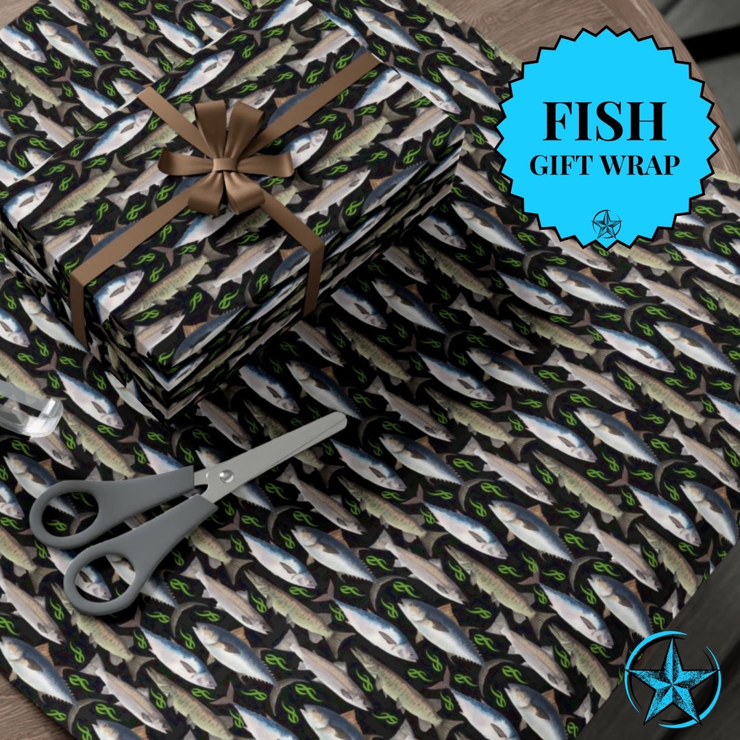 Fish Wrapping Paper. Vibrant Eco-luxury Angler Fishing Birthday Theme ...