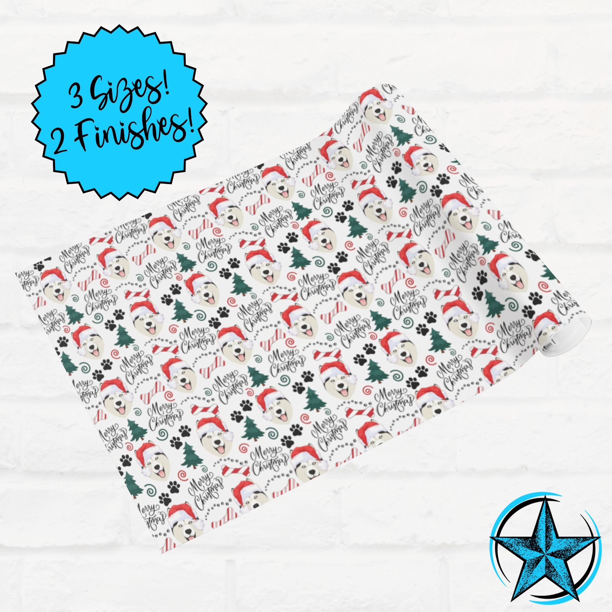 Siberian Husky Christmas Wrapping Paper. Vibrant Eco-luxury Husky ...