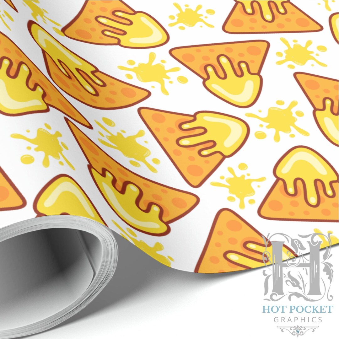 Nachos Wrapping Paper - Junk Food Lovers Luxury Gift Wrap - Vibrant ...