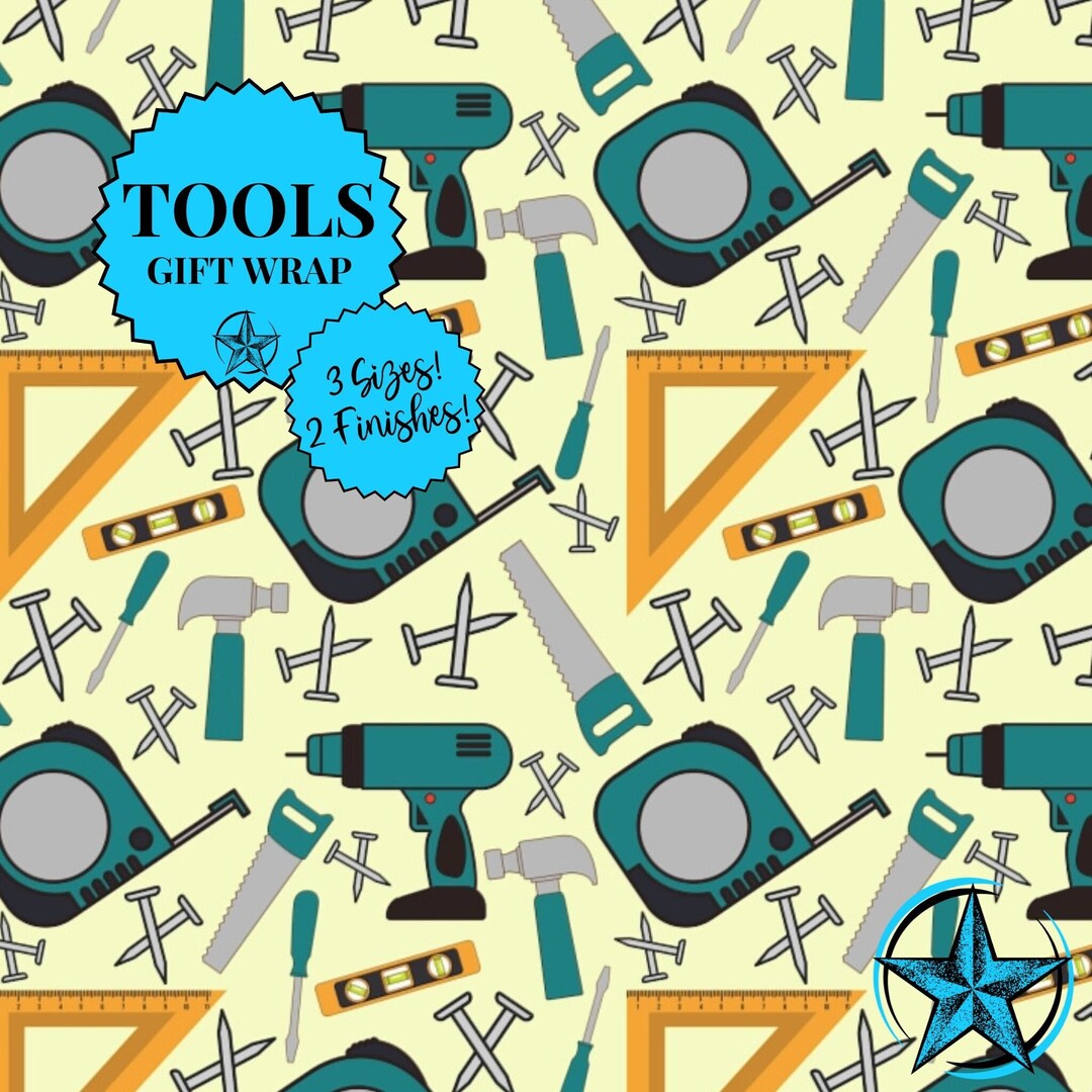 Tools Wrapping Paper. Vibrant Eco-luxury Handyman Construction Birthday ...