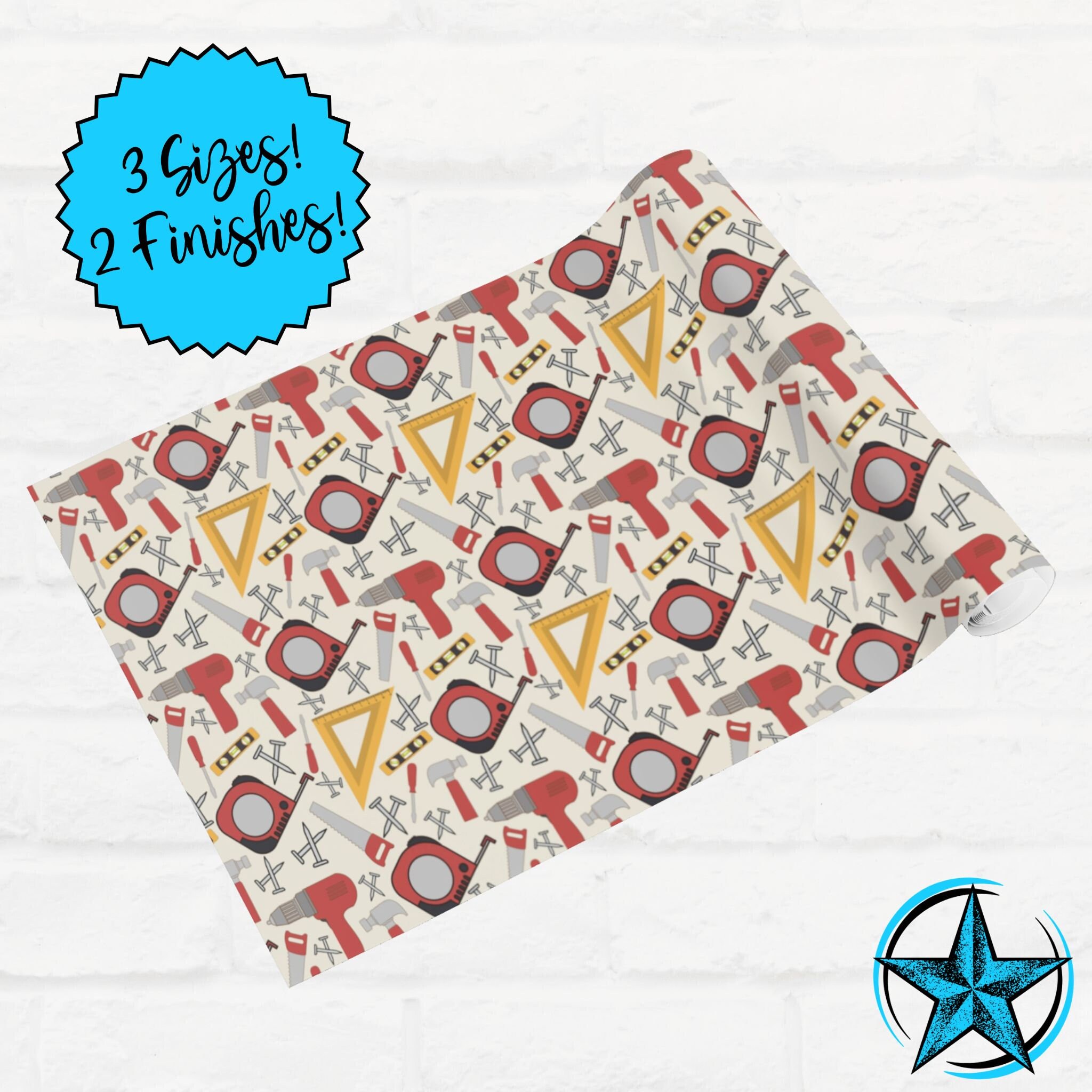 Tools Wrapping Paper. Vibrant Eco-luxury Handyman Construction Birthday ...