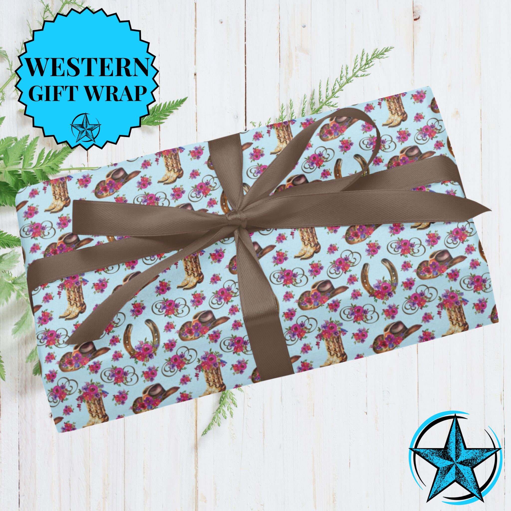 Western Wrapping Paper. Vibrant Eco-luxury Western Birthday Wedding ...