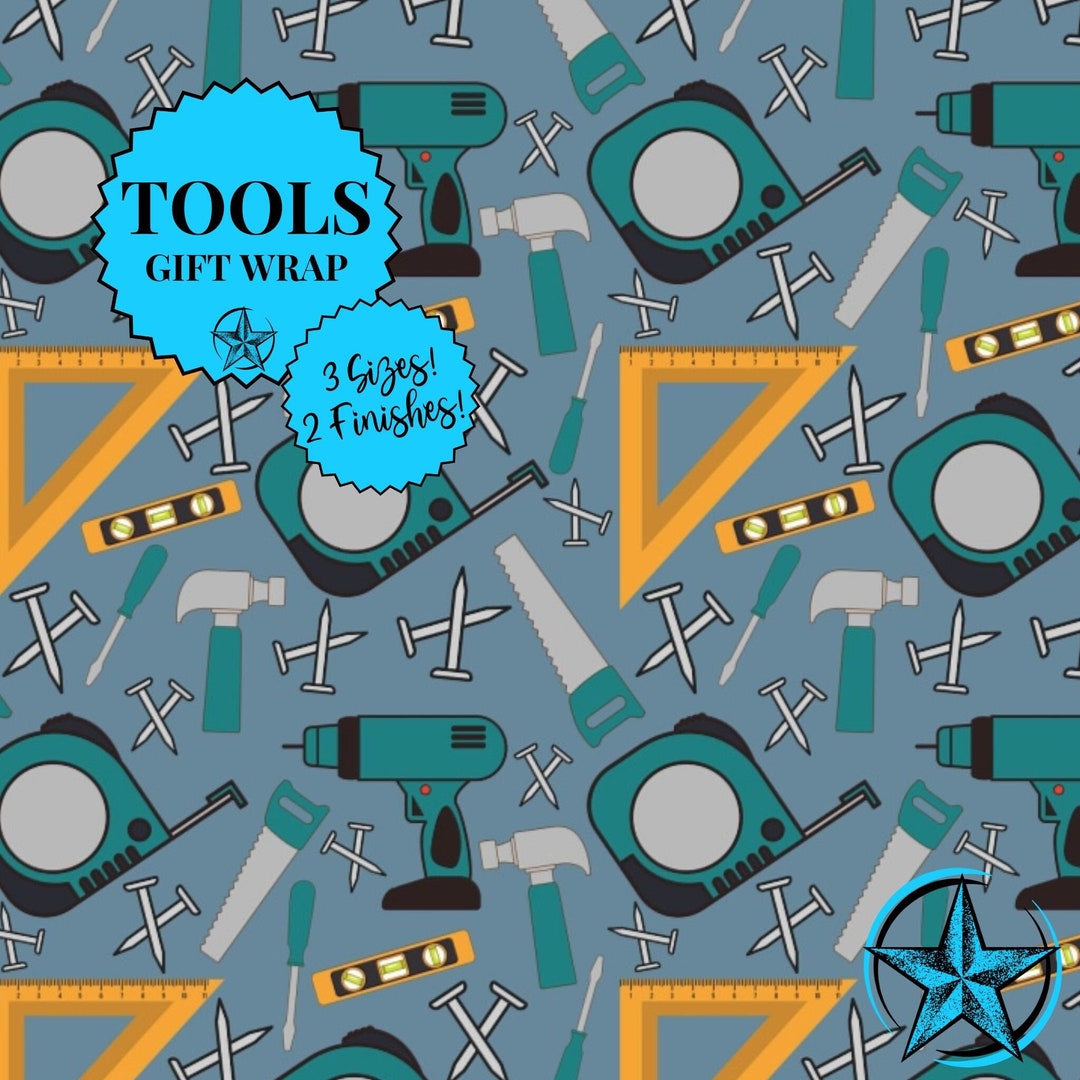 Tools Wrapping Paper. Vibrant Eco-luxury Handyman Construction Birthday ...