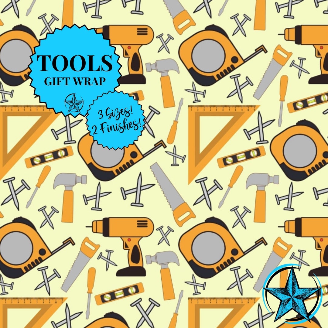 Tools Wrapping Paper. Vibrant Eco-luxury Handyman Construction Birthday ...
