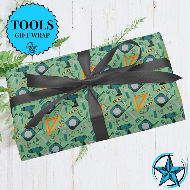 Tools Wrapping Paper. Vibrant Eco-luxury Handyman Construction Birthday ...