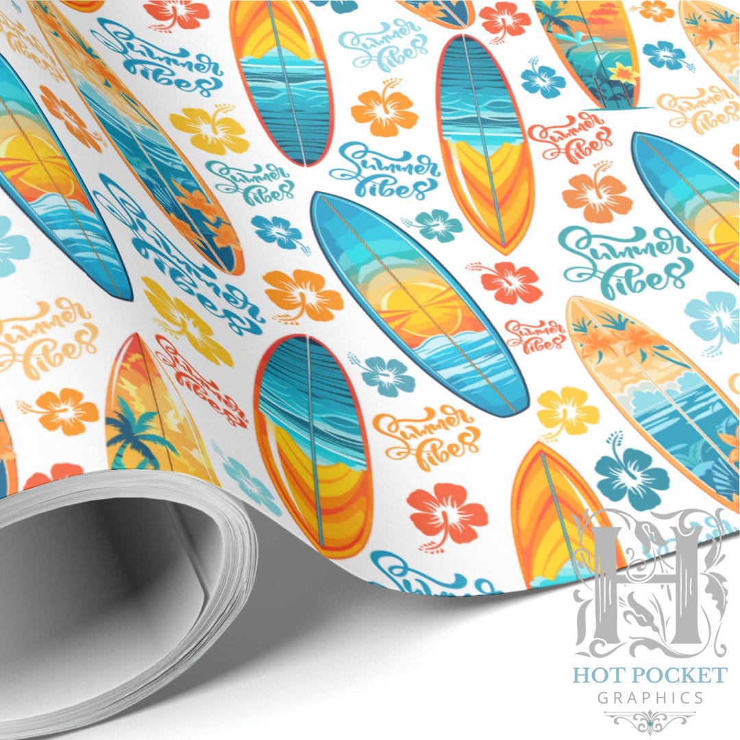 Surfboards Wrapping Paper Exciting Surfing Lovers Luxury Gift Wrap ...