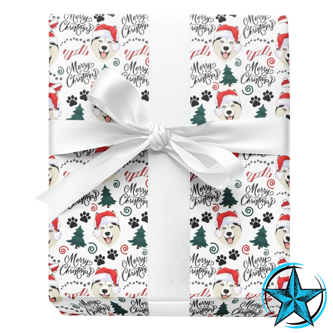 Siberian Husky Christmas Wrapping Paper. Vibrant Eco-luxury Husky ...