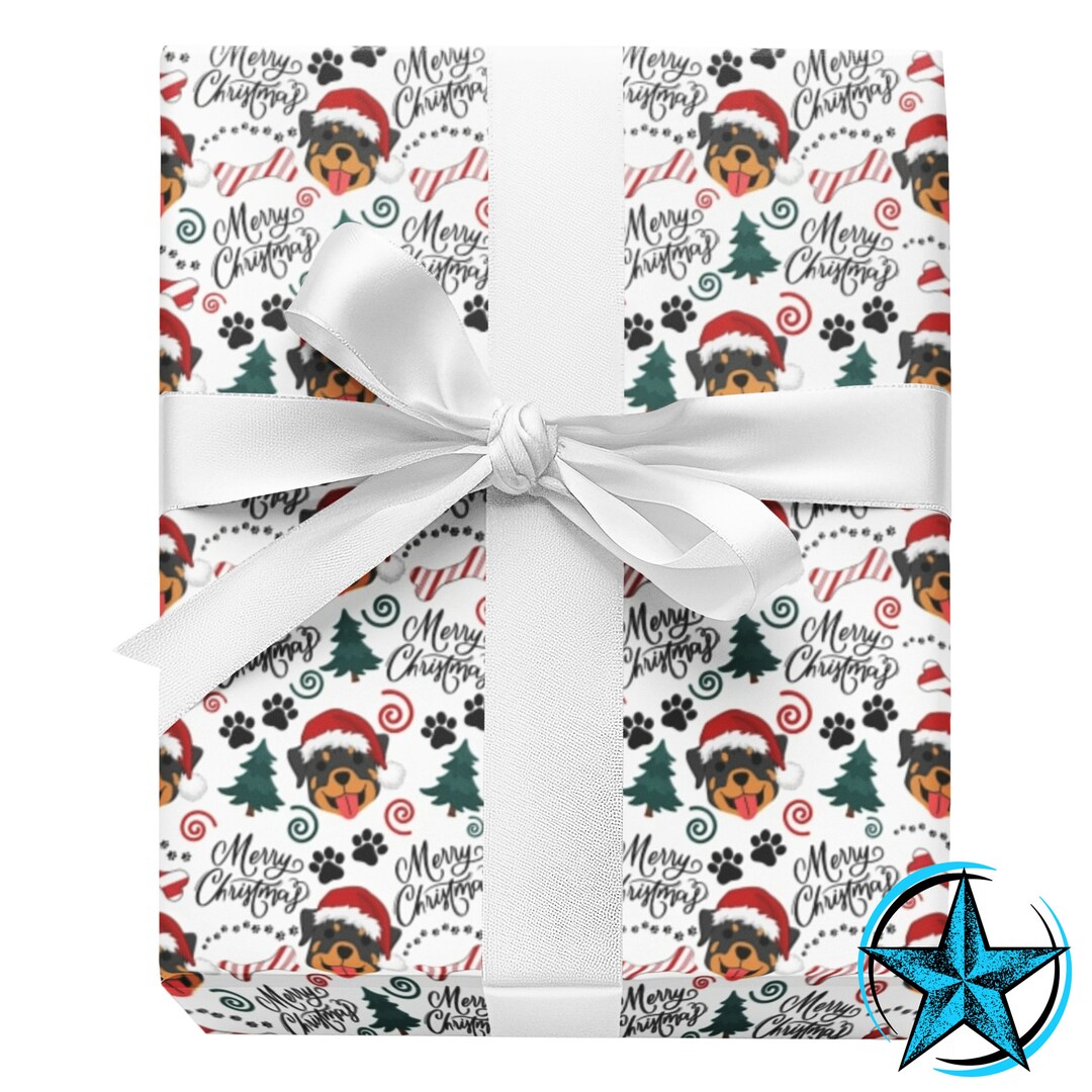 Rottweiler Christmas Wrapping Paper. Vibrant Eco-luxury Large Dog ...