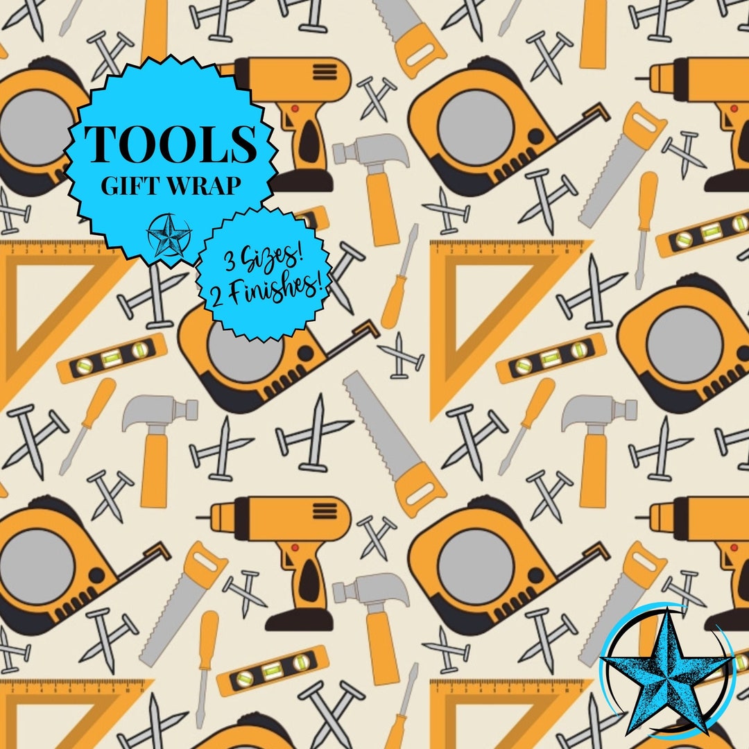 Tools Wrapping Paper. Vibrant Eco-luxury Handyman Construction Birthday ...