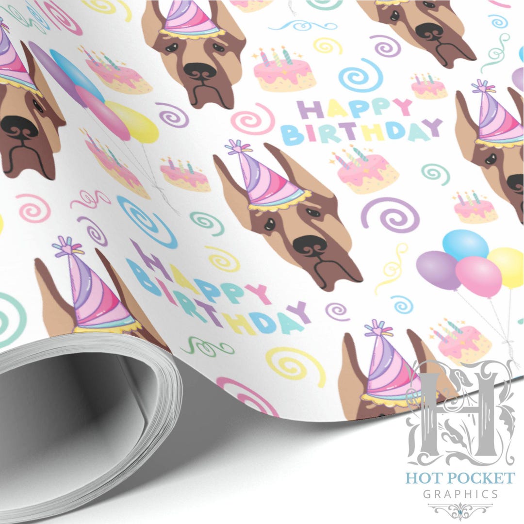 Great Dane Birthday Party Gift Wrapping Paper. Free Shipping! - Etsy