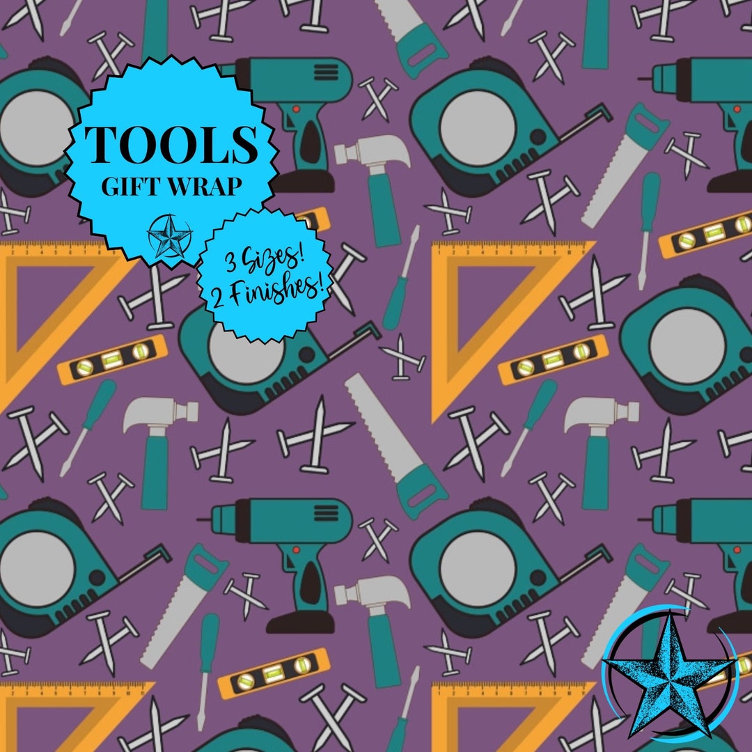 Tools Wrapping Paper. Vibrant Eco-luxury Handyman Construction Birthday ...