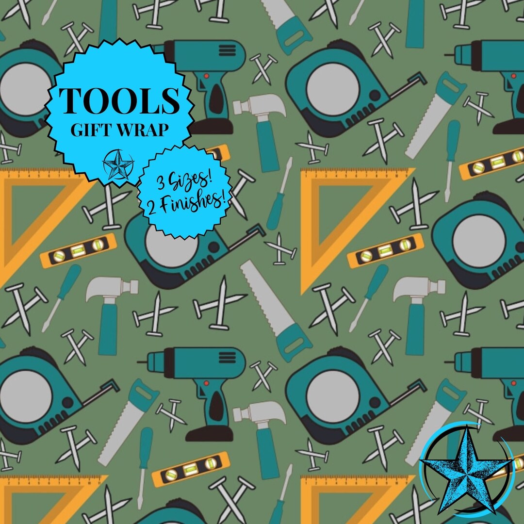 Tools Wrapping Paper. Vibrant Eco-luxury Handyman Construction Birthday ...