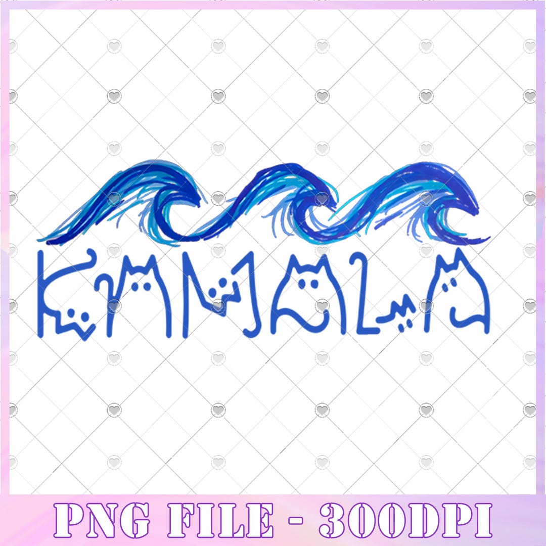 Blue Wave Cat for Kamala Png, Feminist Png, Cat Lover Png, Unique ...