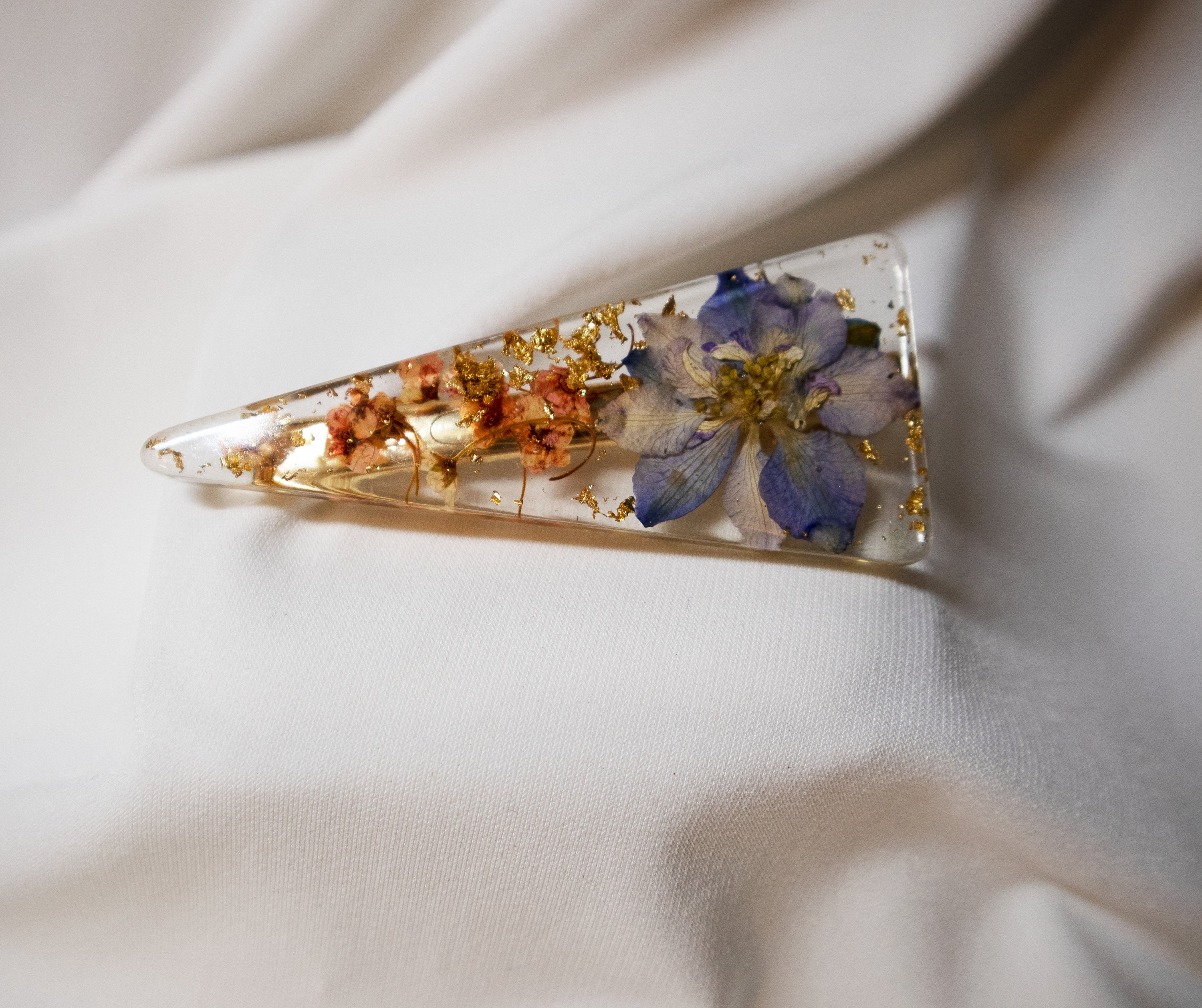 Botanical Real Flower Hair Clip, Dry Flower Resin Hairclips, Flower ...