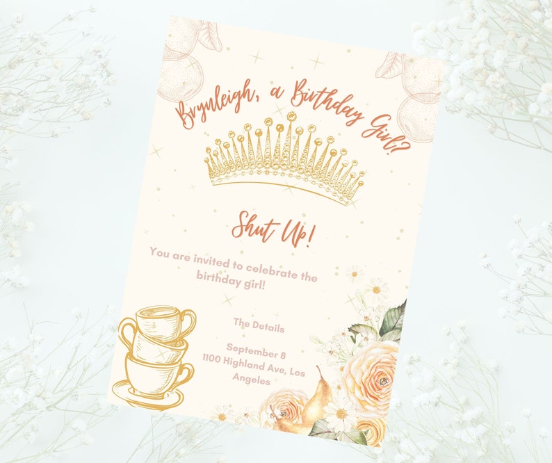 Princess Diaries Birthday Invite/princess Themed Party/genovia/birthday ...