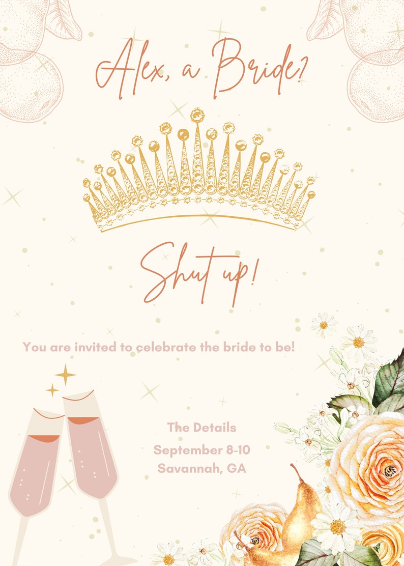 Princess Diaries Bachelorette Invitation and Itinerary / Me a Bride ...