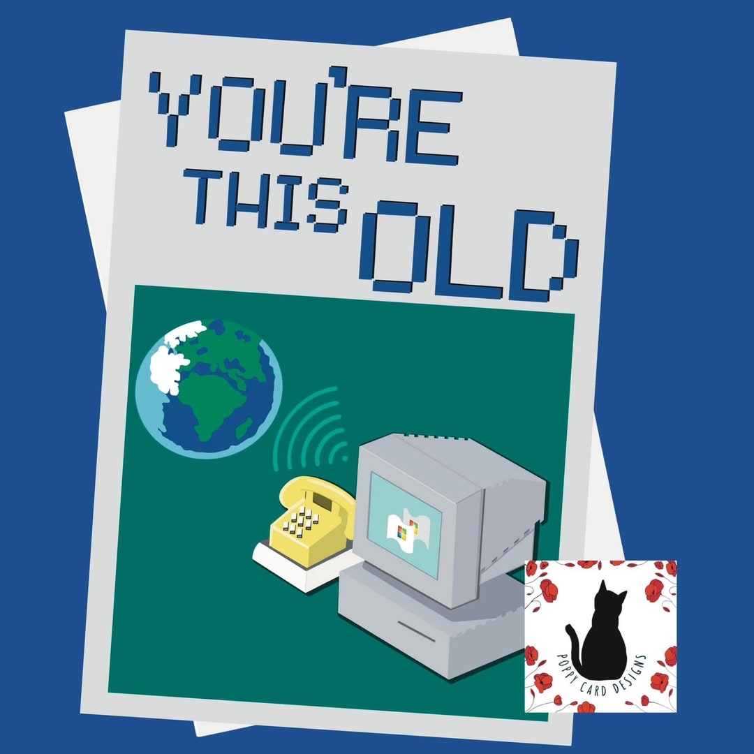 Dial up Internet Birthday Greeting Card 5x7 Inch, Funny Birthday, Cute ...