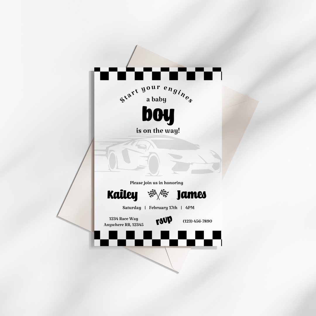 Racing Baby Shower Invitation, Race Day Invitation, Printable Baby ...